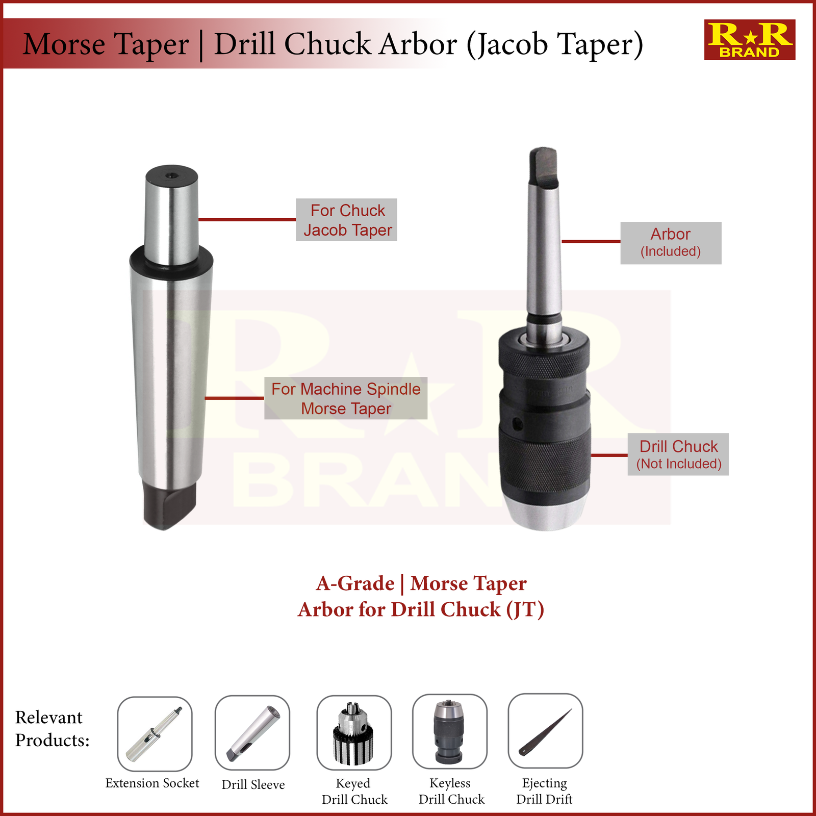 MT Arbors For Drill Chuck (Jacob Taper) | RR BRAND